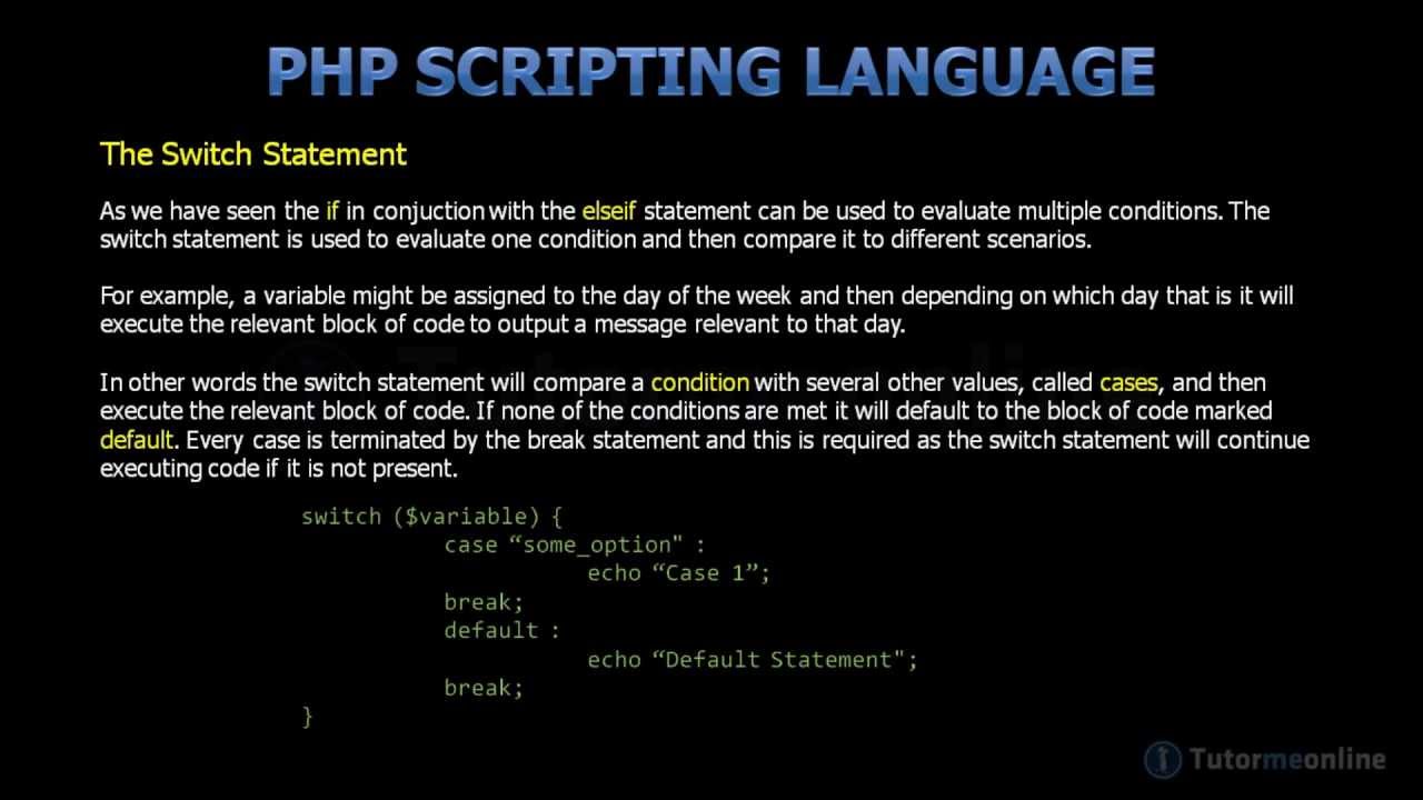 05 Php Switch Statements Youtube