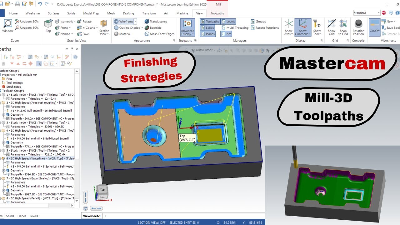 Mastercam Mill 3d Finishing Toolpaths Explained Complete Guide Youtube