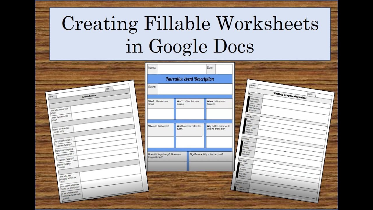Creating Fillable Worksheets In Google Docs Youtube