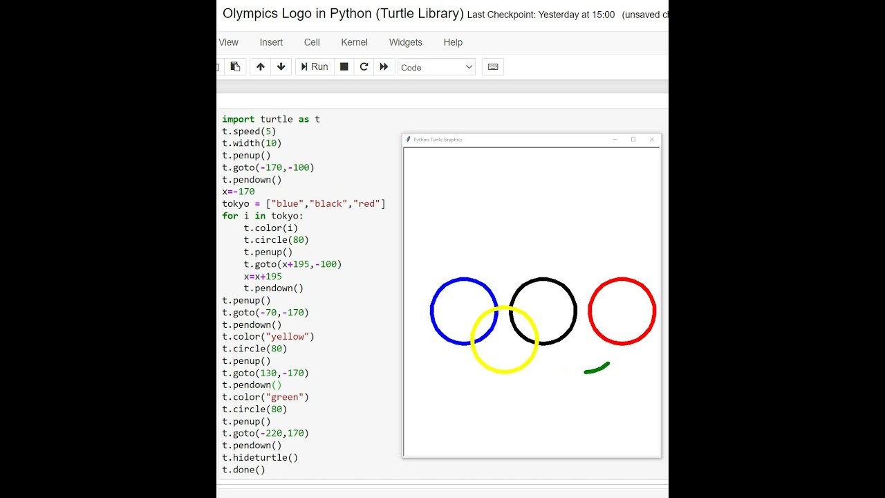 Olympics Logo In Python Turtle Library Youtube