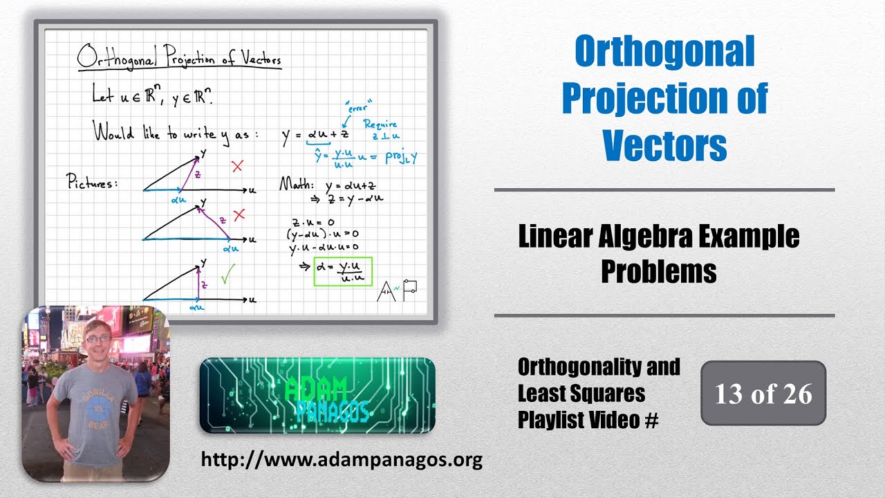 Orthogonal Projection Of Vectors Youtube