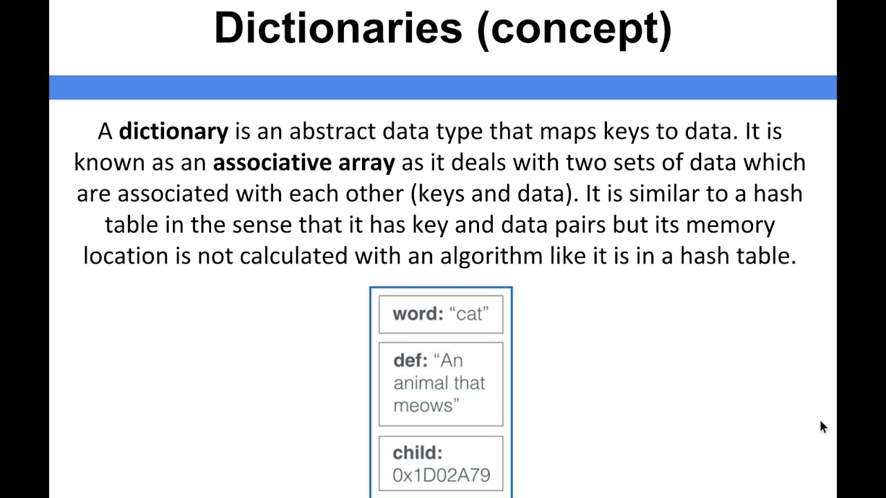 Data Structure Fundamentals Dictionaries Concept Youtube