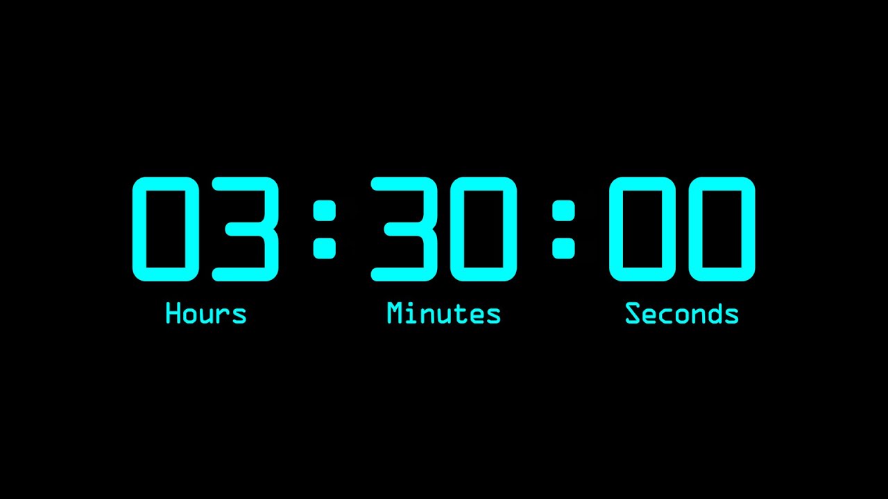 3 Hours And 30 Minutes Countdown Timer With Alarm Time Markers