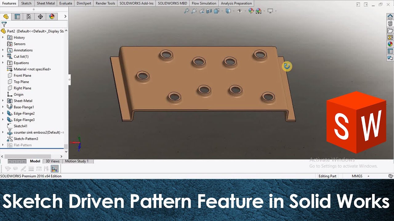Sketch Driven Pattern Feature In Solid Works Youtube