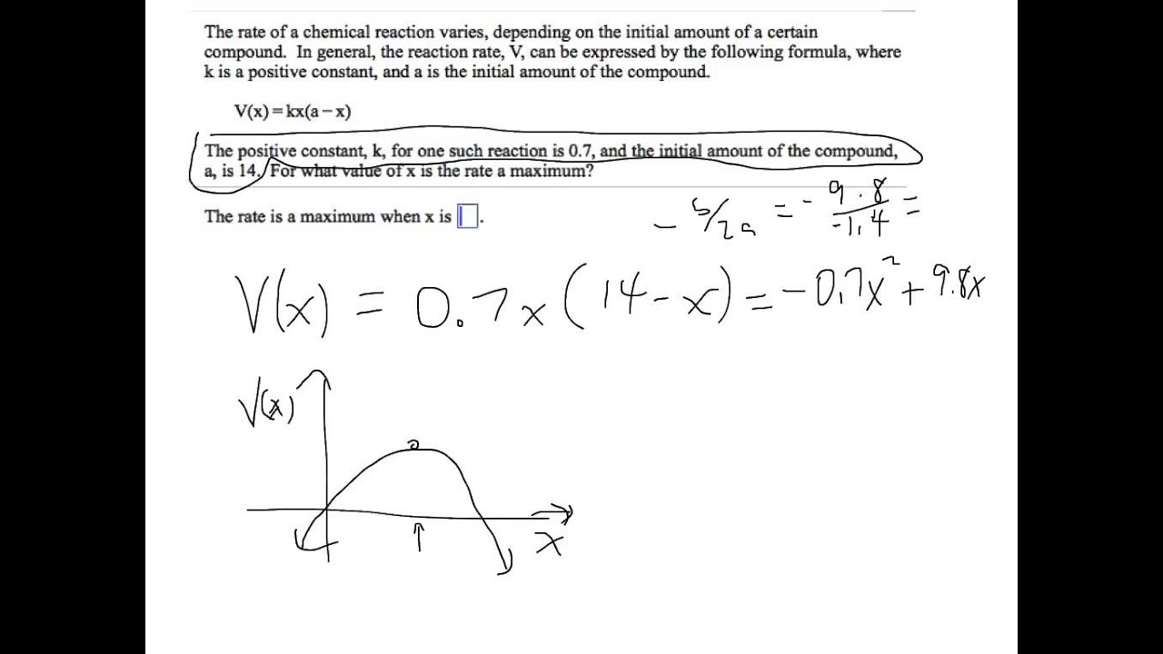 Quadratic Function Word Problem Youtube