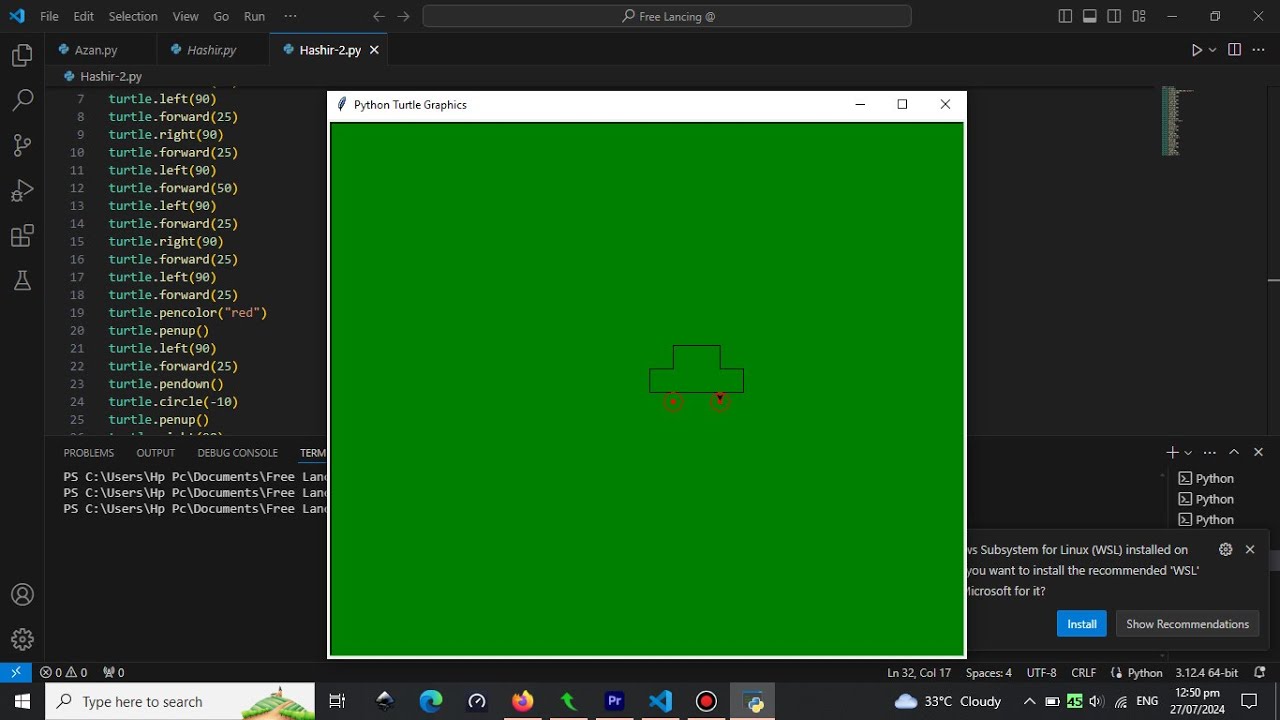 Python Turtle Car Graphics In One Minute Youtube