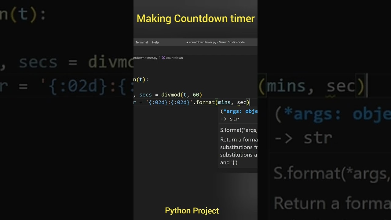 Creating A Countdown Timer Using Python In 57 Seconds Python Project