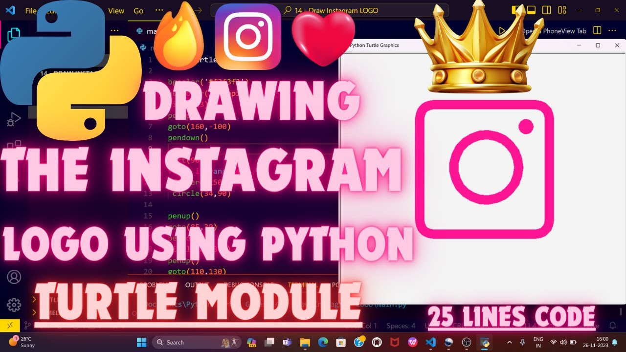 Drawing The Instagram Logo Using Python Turtle Step By Step Tutorial