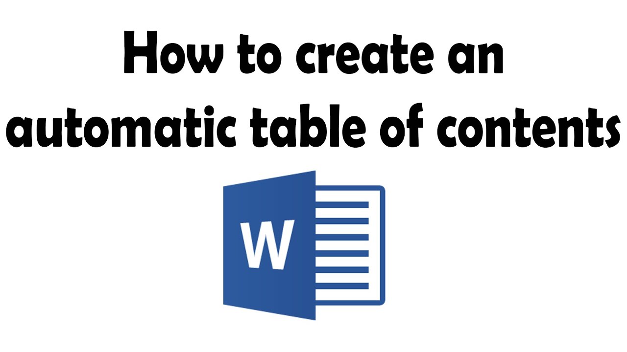 How To Create Automatic Table Of Contents In Word 2013