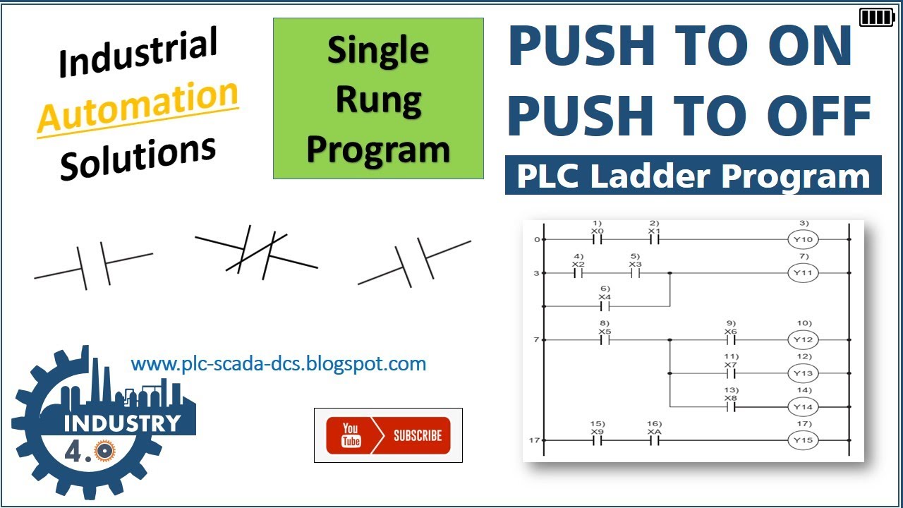 Push To On Push To Off Plc Ladder Program Single Line Ladder Logic