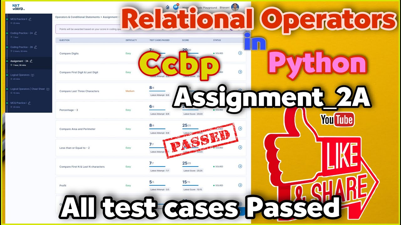 Assignment 2a Relational Operators In Python Ccbp 4 O Nxtwave
