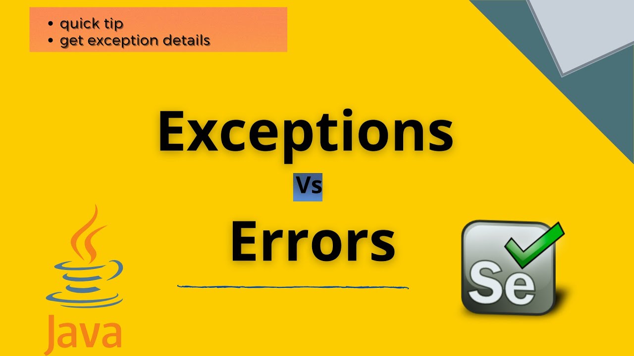 Exception Vs Error Java Youtube