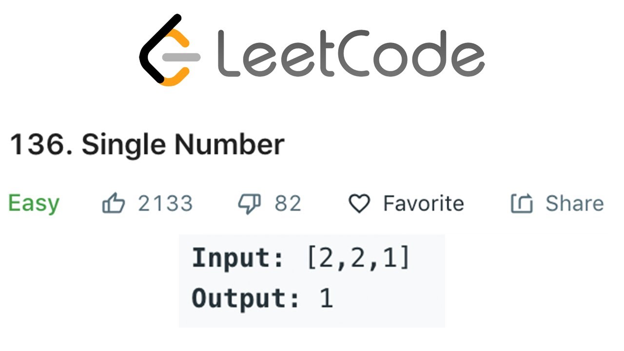 Leetcode Single Number Solution Explained Java Youtube