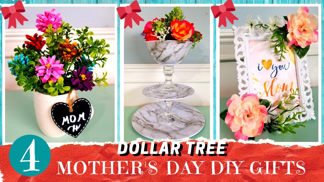 4 Diy Dollar Tree Mother S Day Gift Ideas Bouquet 3 Tier Tray