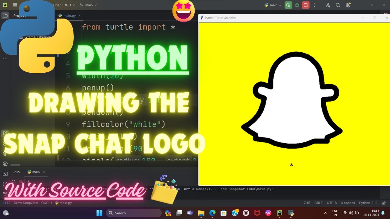 Python Turtle Tutorial Drawing The Snapchat Logo Python Turtle