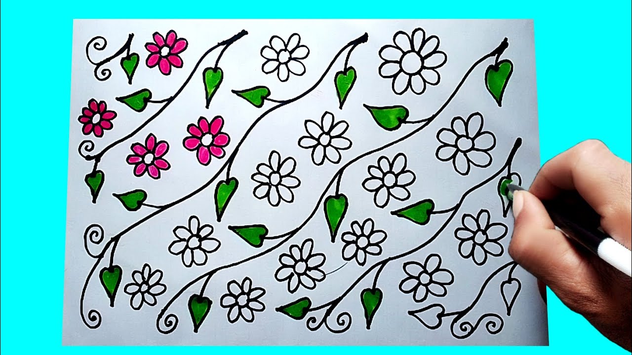Cara Menggambar Batik Bunga How To Draw Easy Flower Batik Youtube