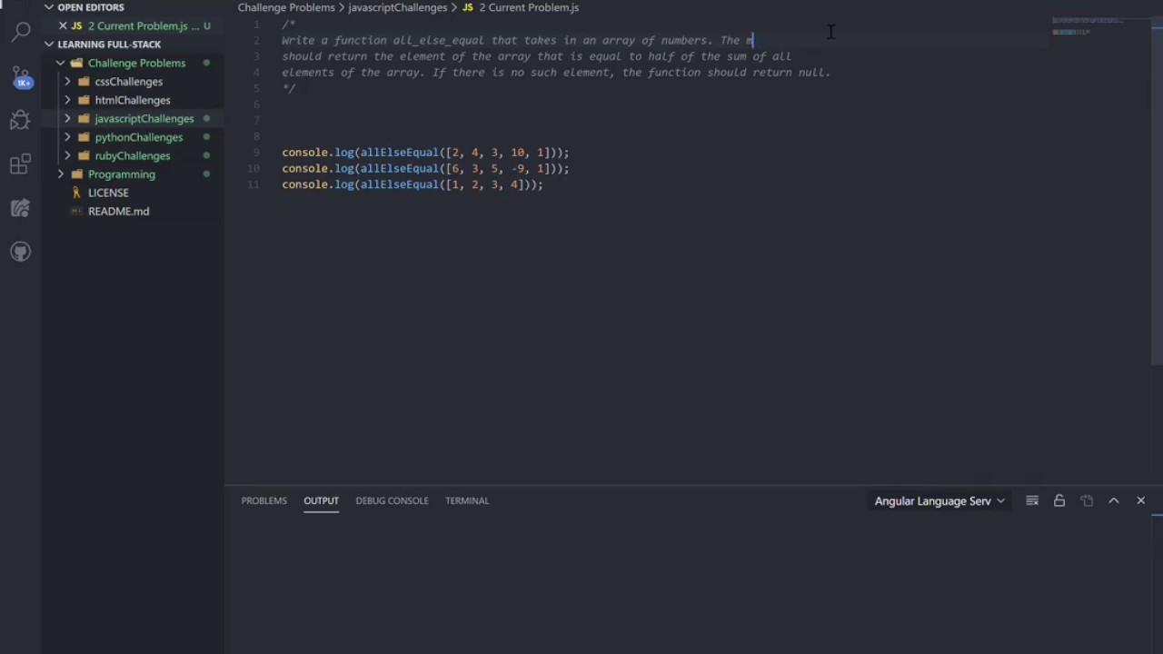 Javascript Coding Challenge Interview Question All Else Equal Youtube