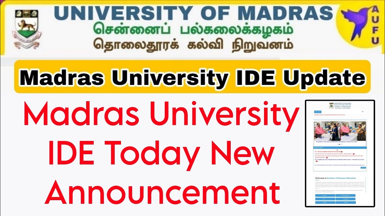 Madras University Ide Today Latest Updates рџ ќ Youtube