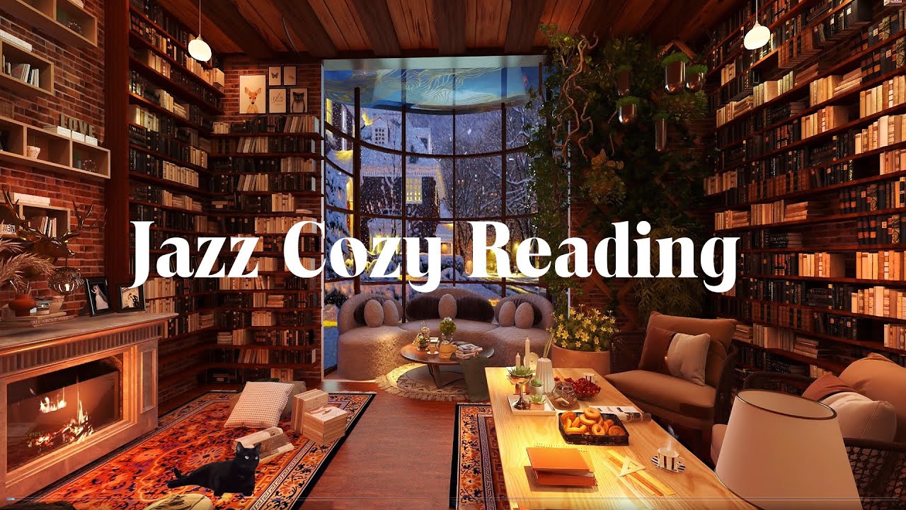 Cozy Night Relaxing Smooth Piano Jazz Music In Cozy Reading Nook