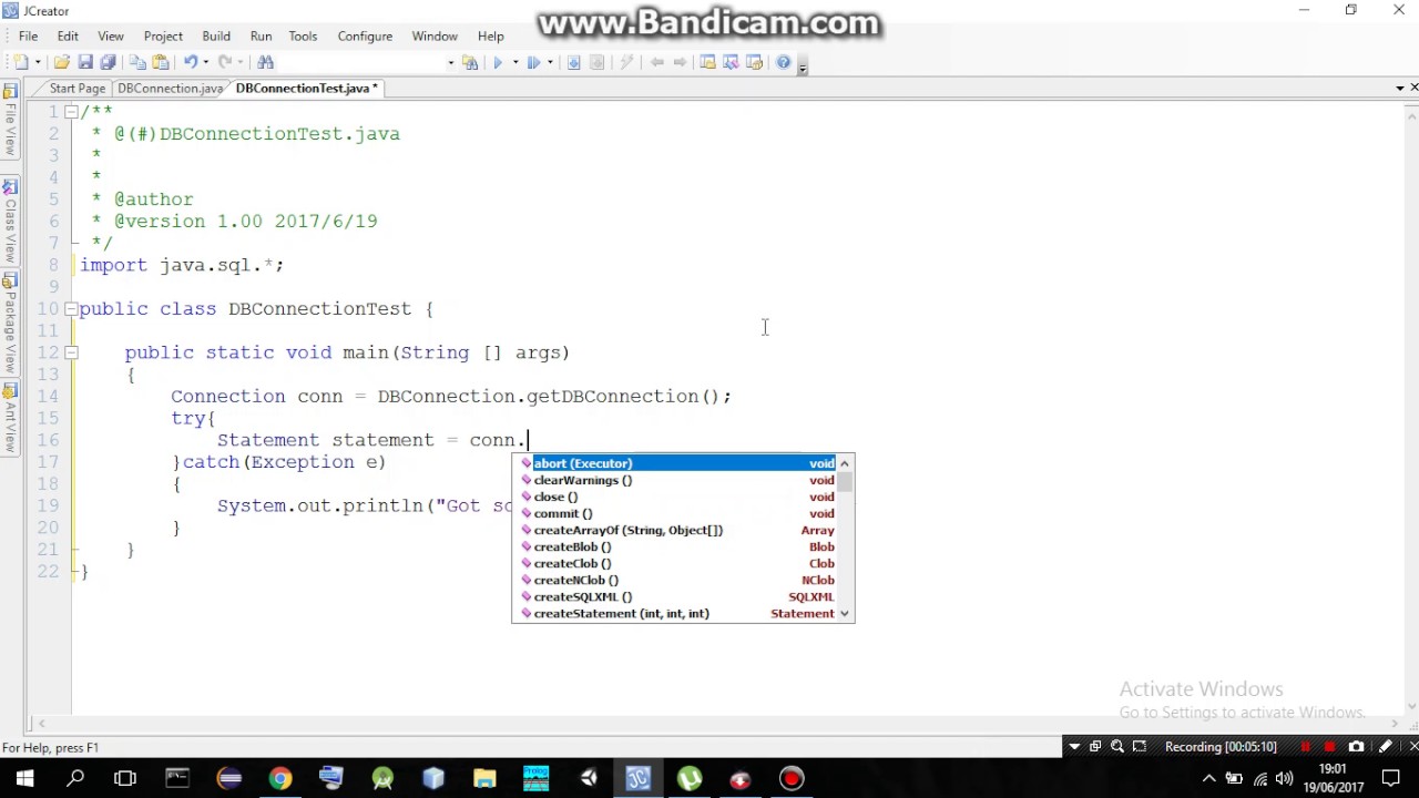 Java Database Connection Using Singleton Pattern Class Youtube