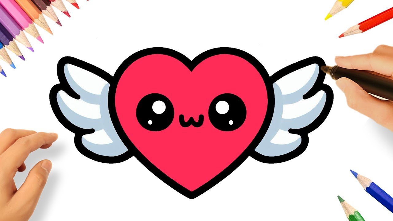 Como Desenhar Um Coracao Com Asas Facil Matrizes De Amor Símbolos