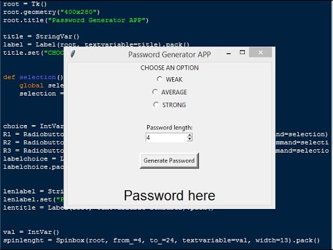 Simple Password Generator App Using Tkinter In Python Youtube