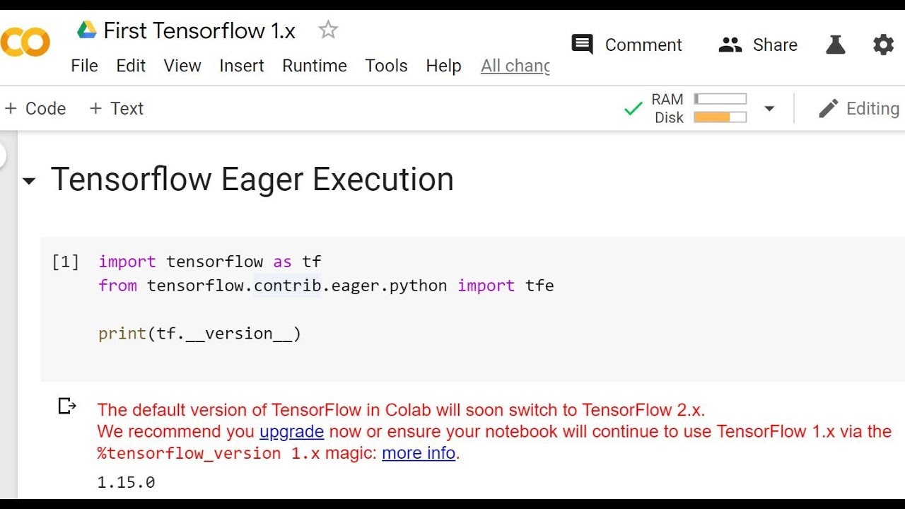 Tensorflow Eager Execution Is It Default In Tensorflow 2 0 Diy 4