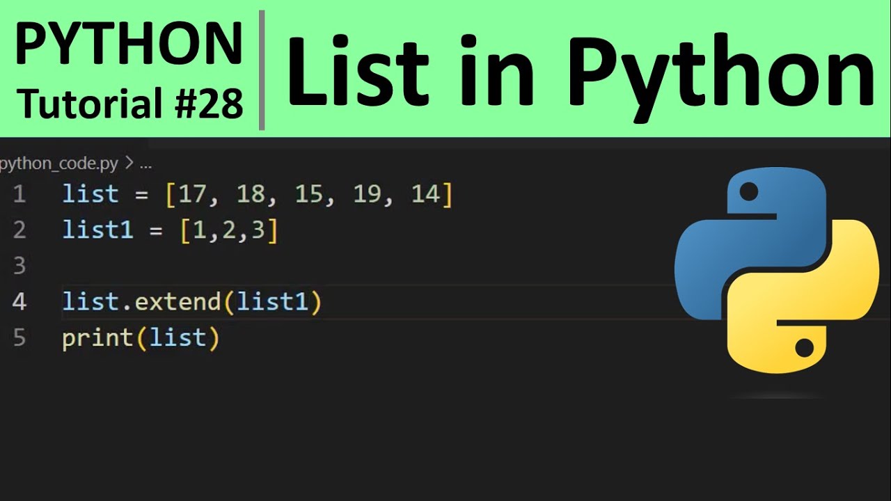 Python Tutorial 28 List In Python Programming Youtube