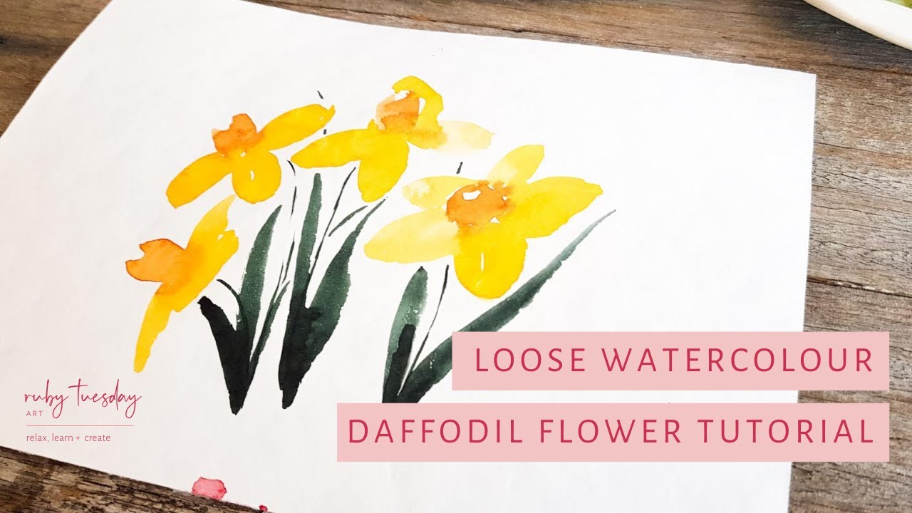 Step By Step Watercolour Daffodils Tutorial Youtube