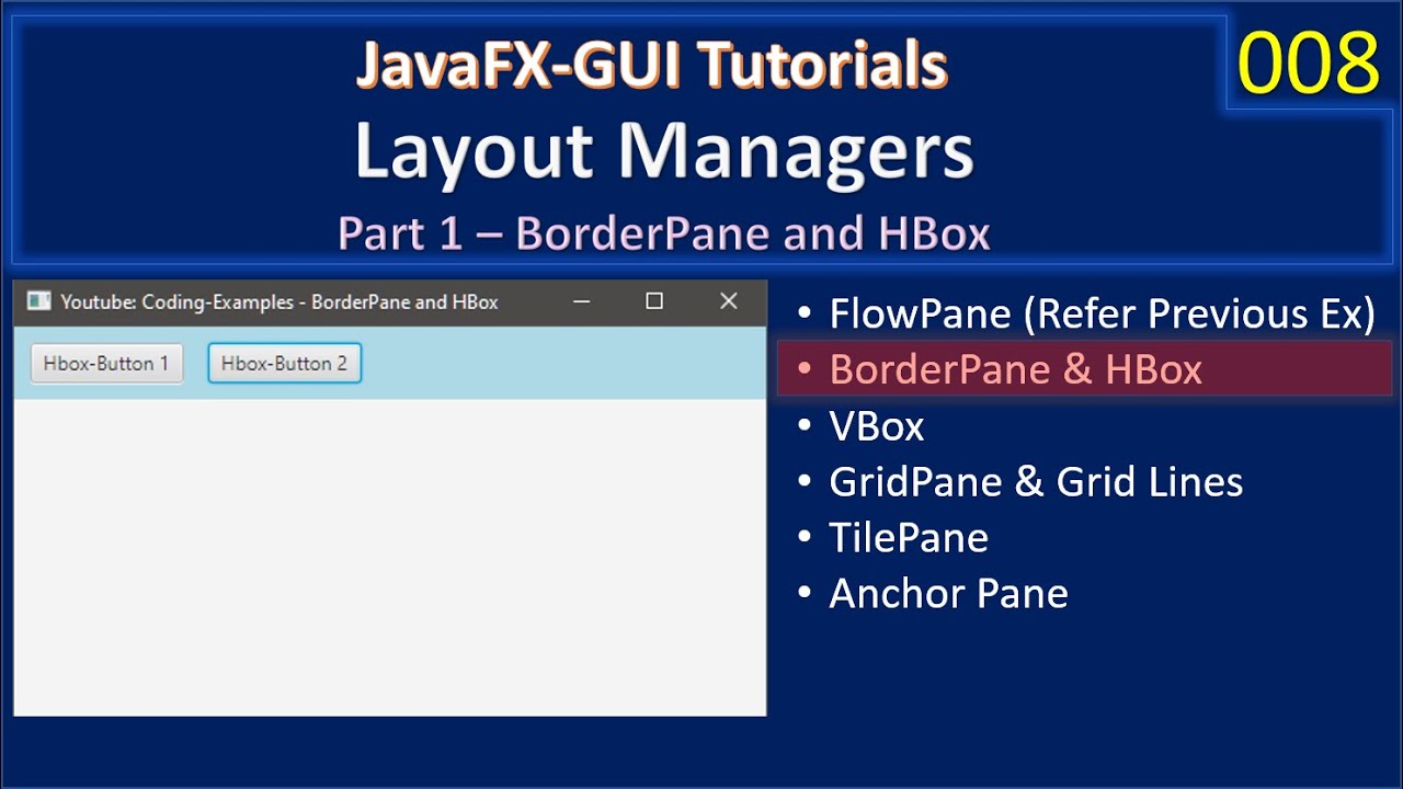 Javafx Layout Part 1 Borderpane Hbox Javafx Gui Tutorial 008