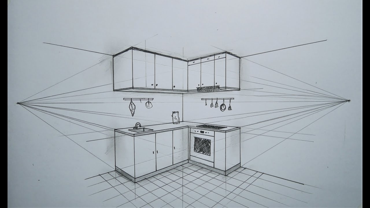 How To Draw 2 Point Perspective Kitchen