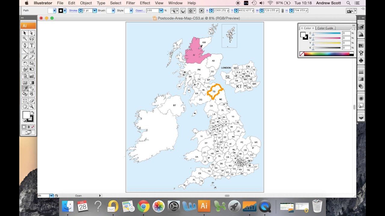 Uk Postcode Map Editing With Adobe Illustrator Youtube