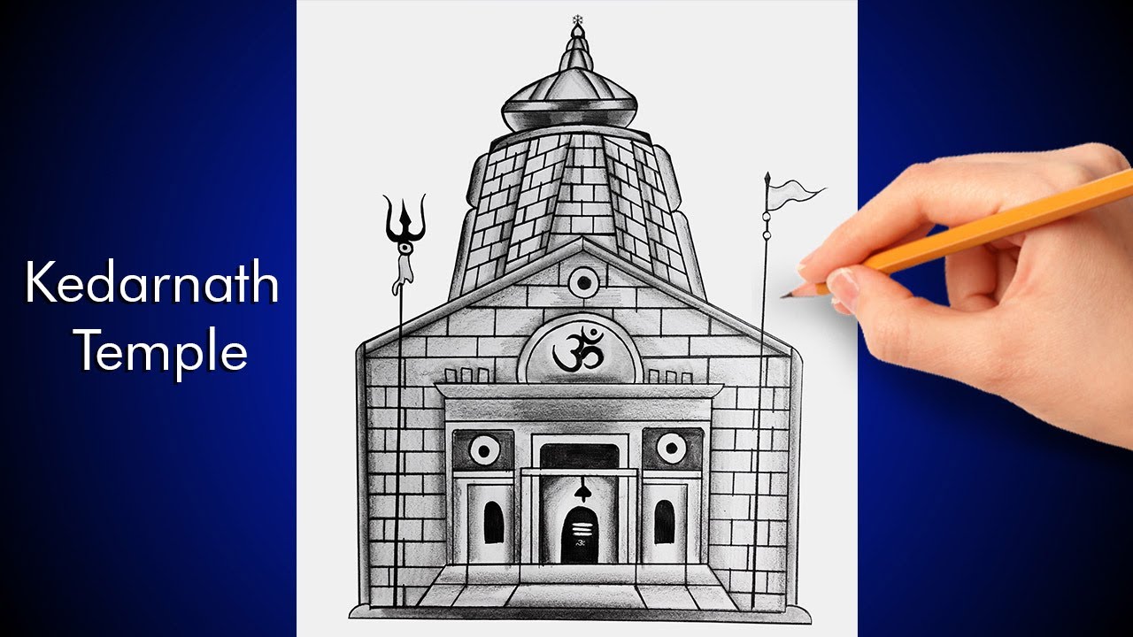 How To Draw Kedarnath Temple Easy Kedarnath Temple Drawing Step By My ...
