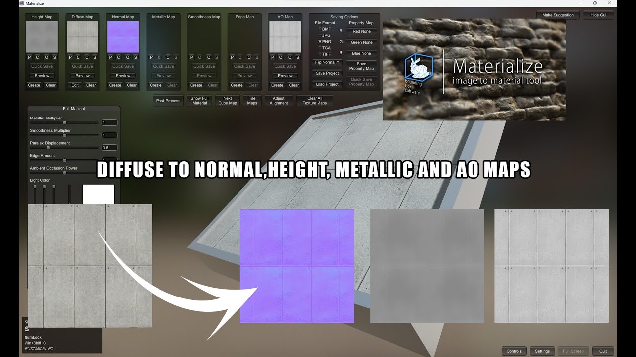 Generate Pbr Maps From Diffuse Map In Materialize Tool Easy And Fast