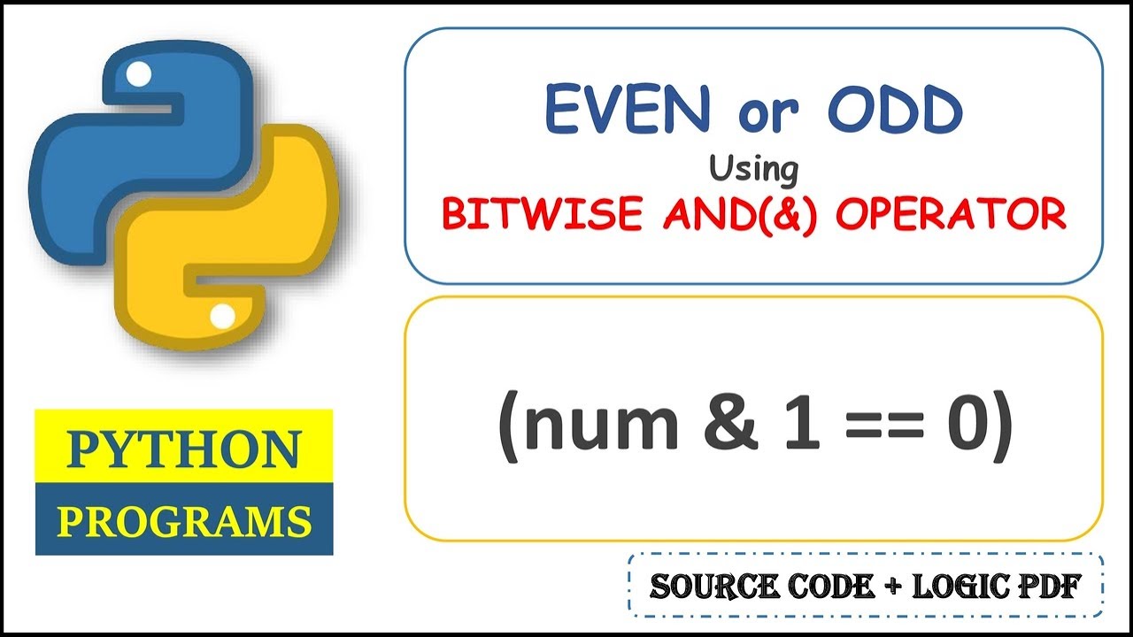 Even Or Odd Using Bitwise Operator In Python Program Youtube