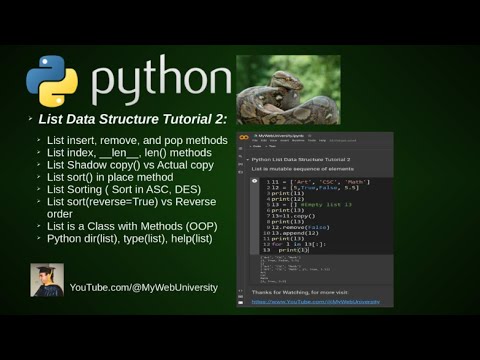 Python List Data Structure Tutorial 2 Youtube