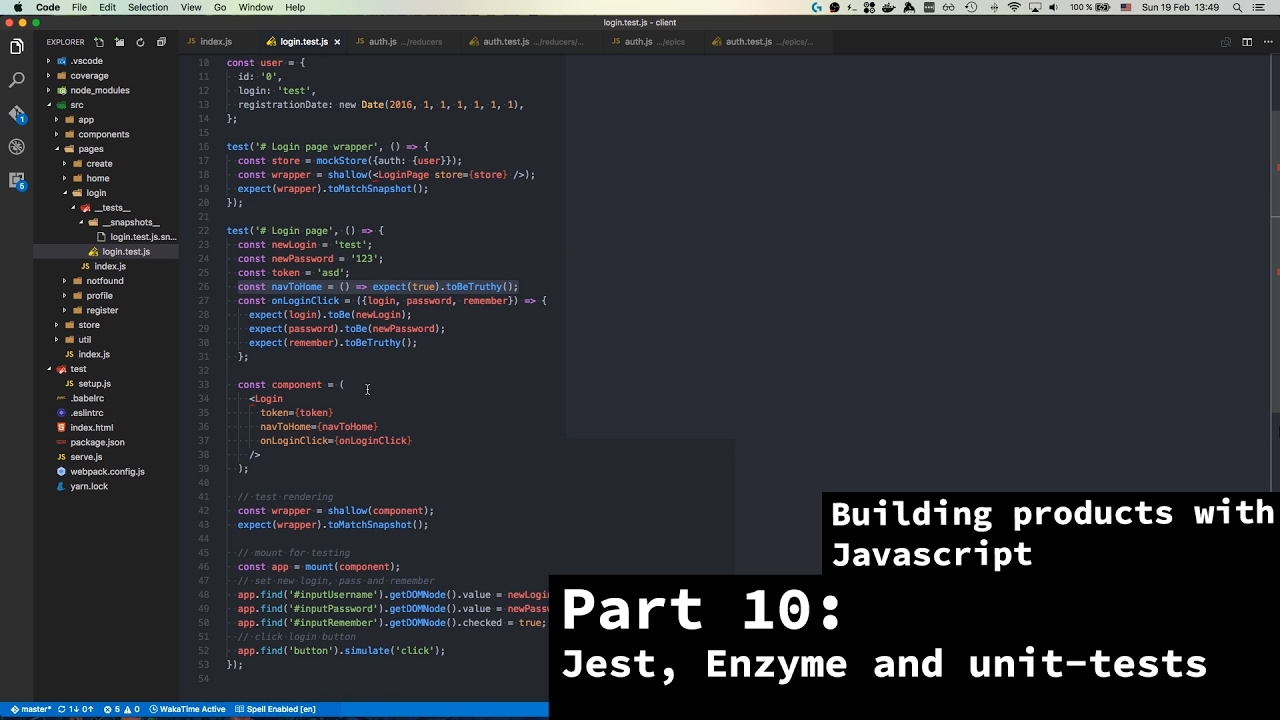 Building Products With Javascript Part 10 Jest Enzyme And Client