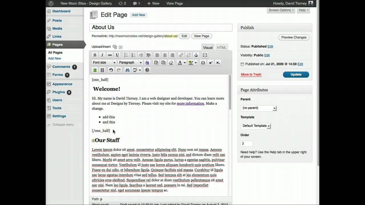 Wordpress Tutorial Tips On Adding Shortcode Youtube