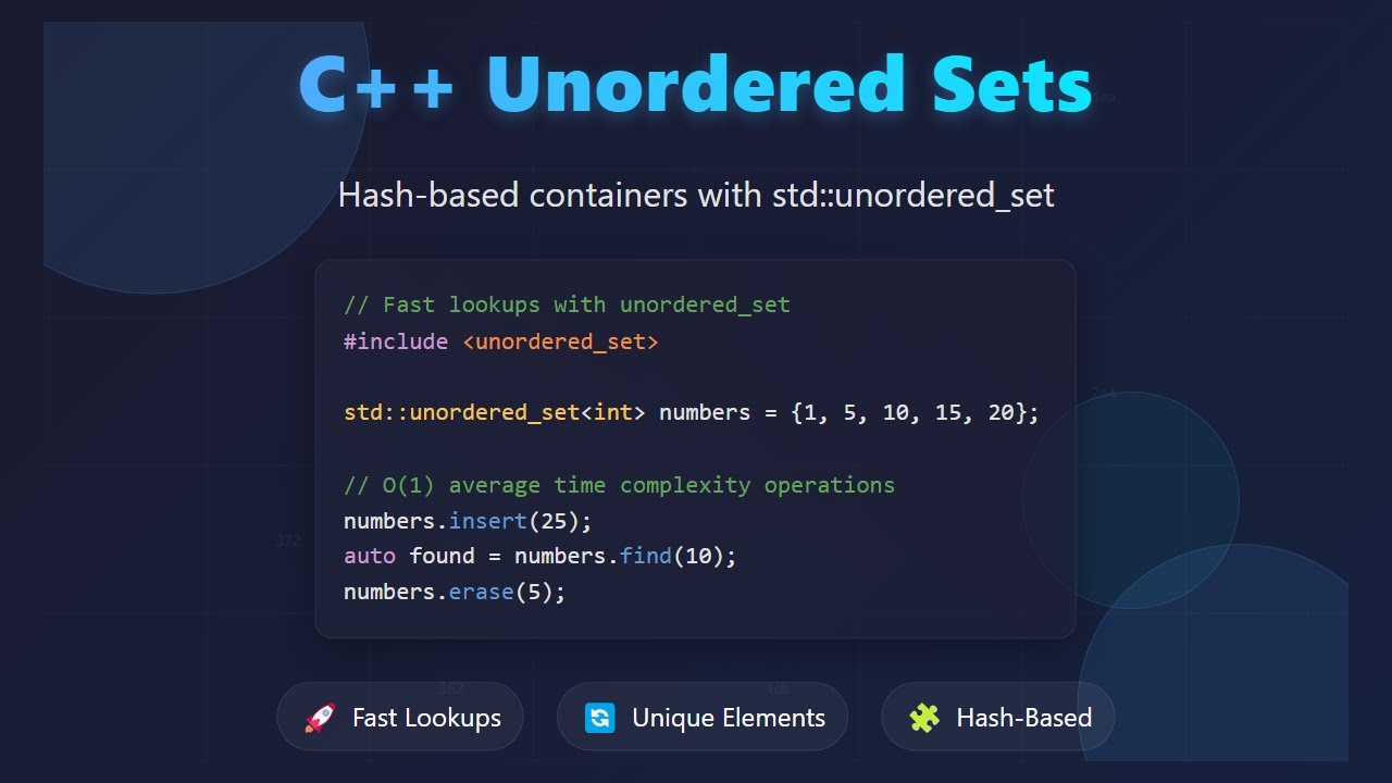 C Unordered Sets Hash Based Containers For Beginners Youtube