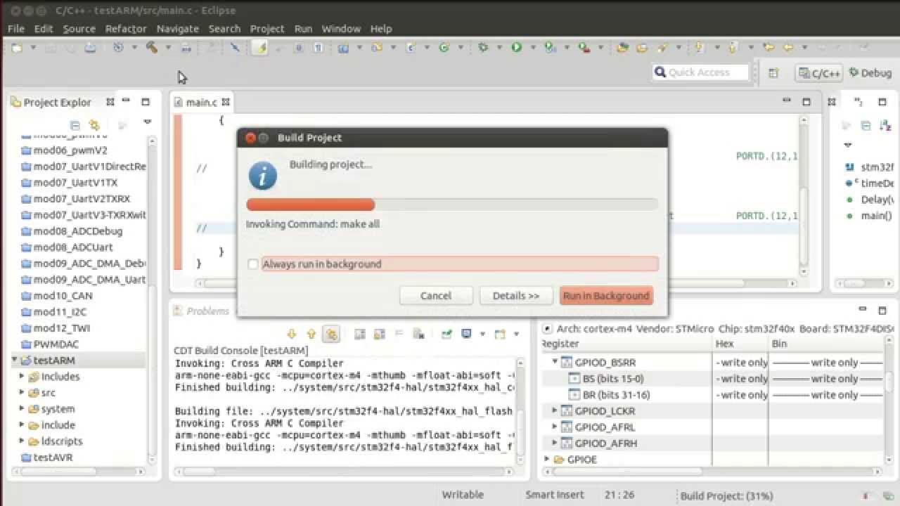Getting Started Arm Cortex M4 Stm32 With Eclipse Debugger Openocd 3
