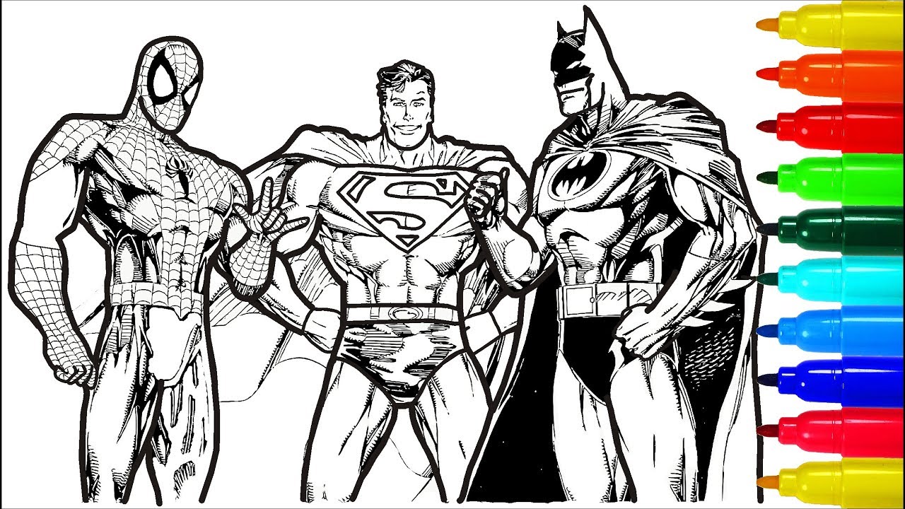 Superman And Spiderman Coloring Pages
