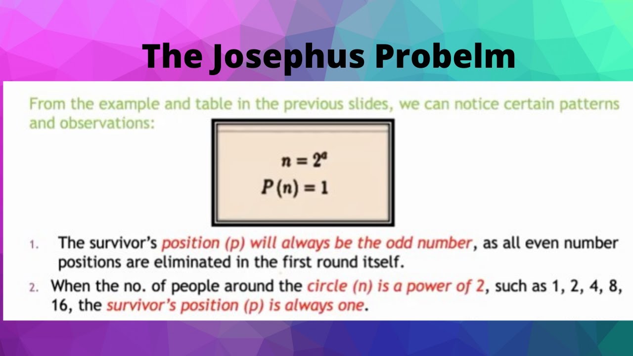 Math Is Fun Video 3 The Josephus Problem Explanation Examples