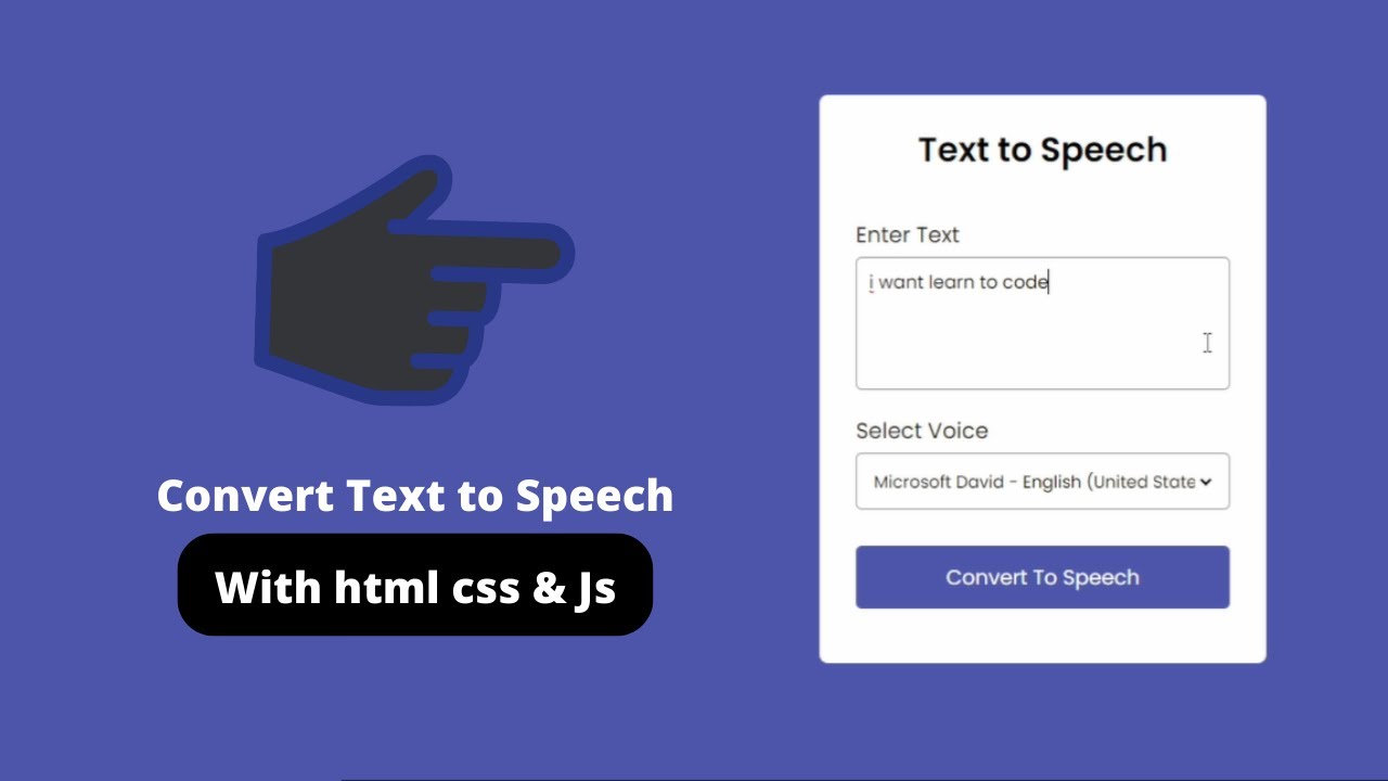 Text To Speech Html Javascript Web Design Html Css Js Youtube