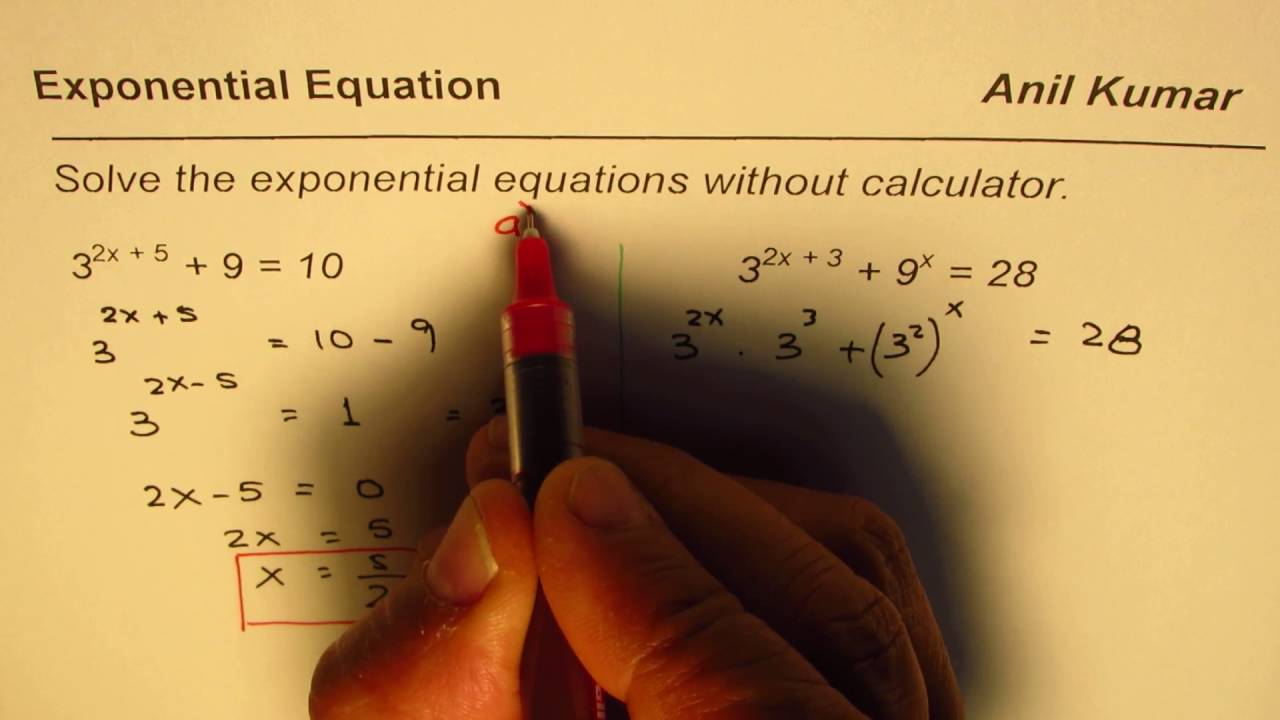 How To Solve Exponential Equations Without Calculator Ib Math Sl