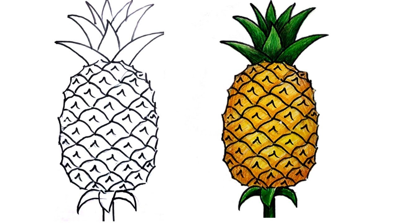 How To Draw Pineapple Step By Step Very Easy Youtube