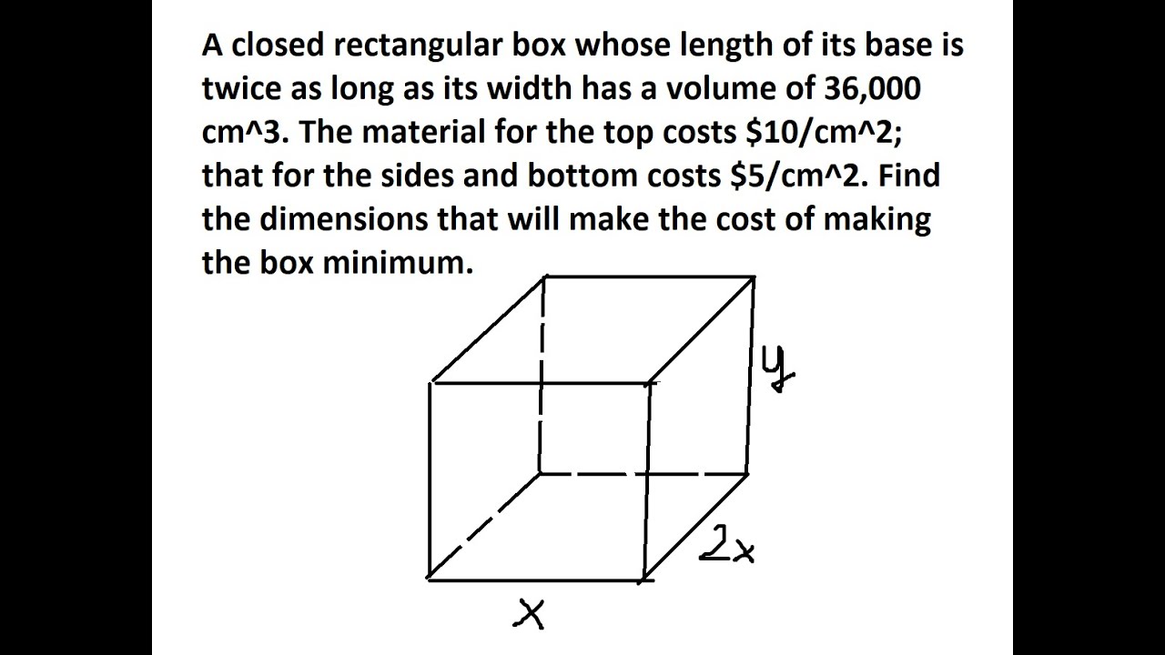 Calculus Help Application Of Derivative A Closed Rectangular Box Whose