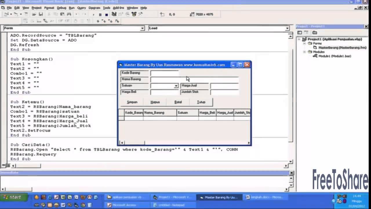 Persiapan Pengolahan Data Tutorial Vb6 Step 4 Youtube