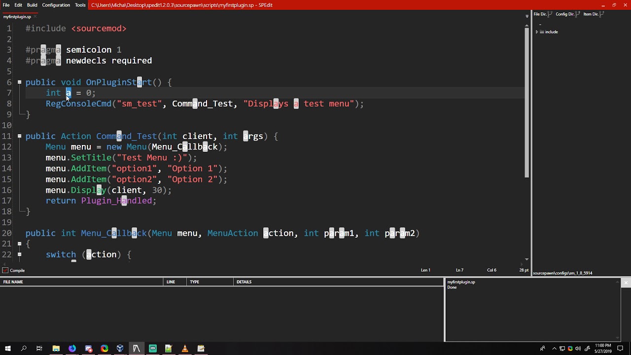Sourcemod Plugin Tutorial 5 Menus Ternary Operations Youtube