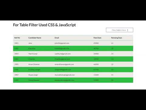 Javascript Html Table Filter Youtube