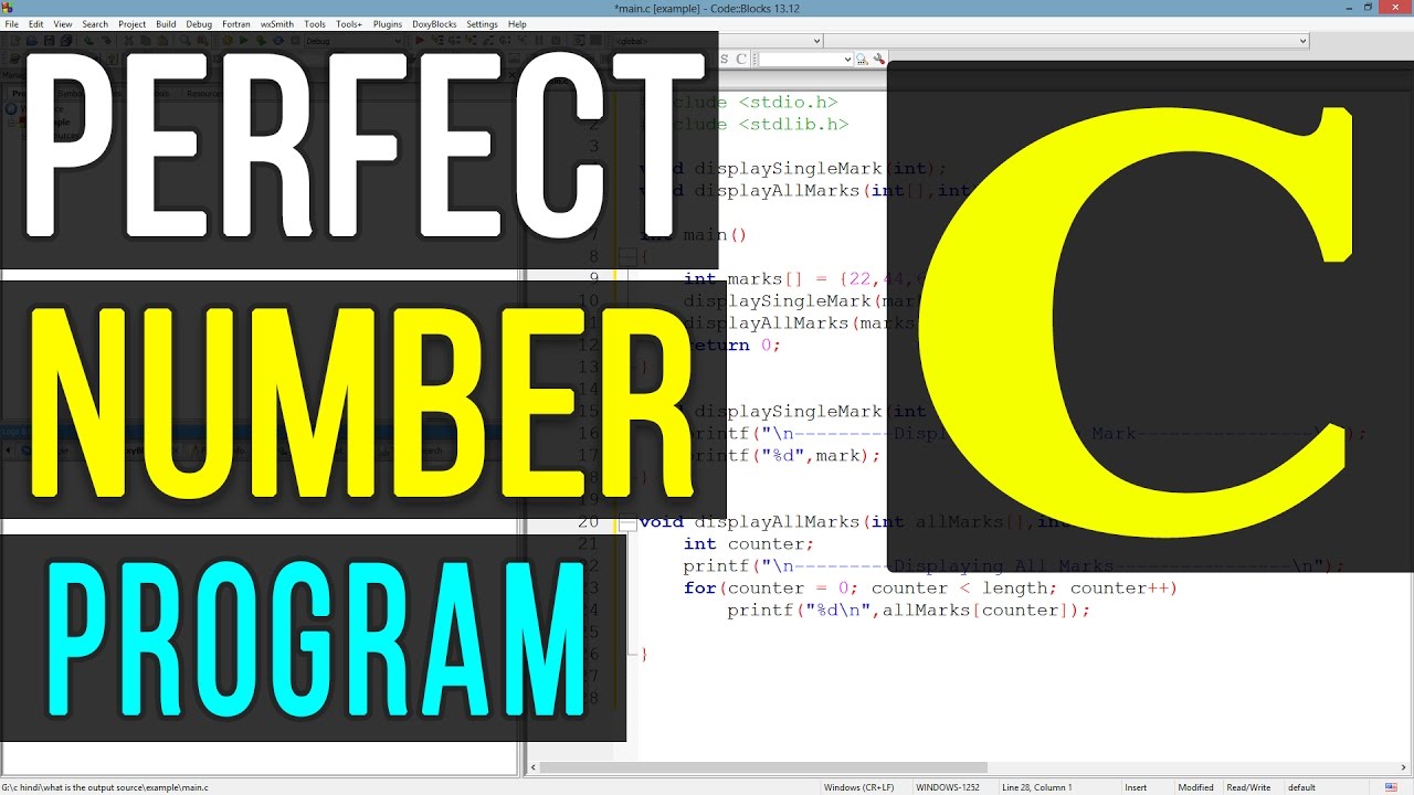Perfect Number Program C Language Video Tutorial Youtube